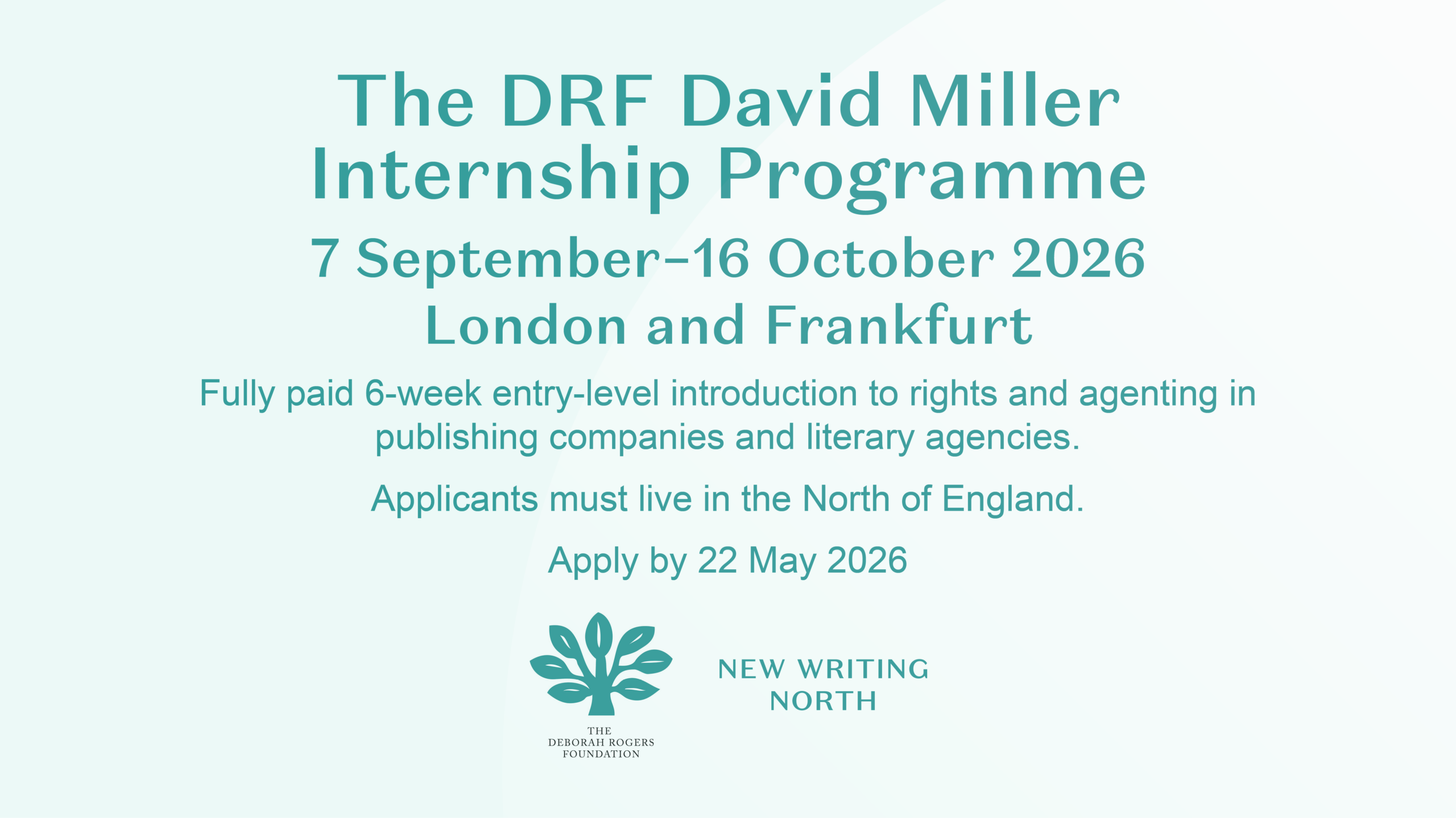 The DRF David Miller Internship Programme 2026 - New Writing North